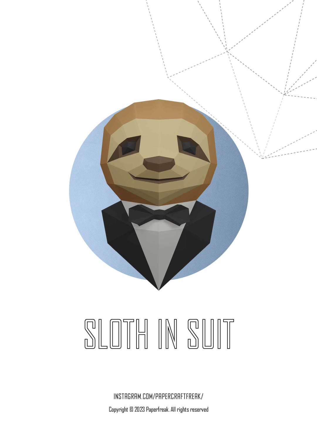 Papercraft 3D SLOTH in SUIT Pepakura Low Poly Paper Monkey Sculpture ...