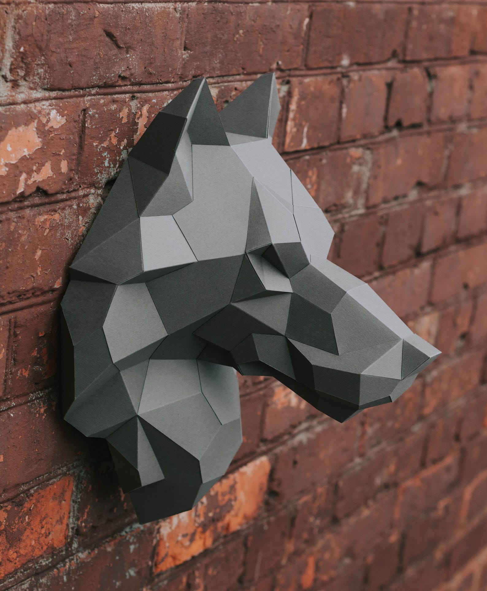 Papercraft 3D WOLF HEAD New Low Poly Paper Sculpture Diy Gift Decor for ...