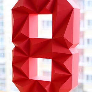 Papercraft 3D EIGHT 8 NUMBER Birthday Party Decor Pepakura Low Poly ...
