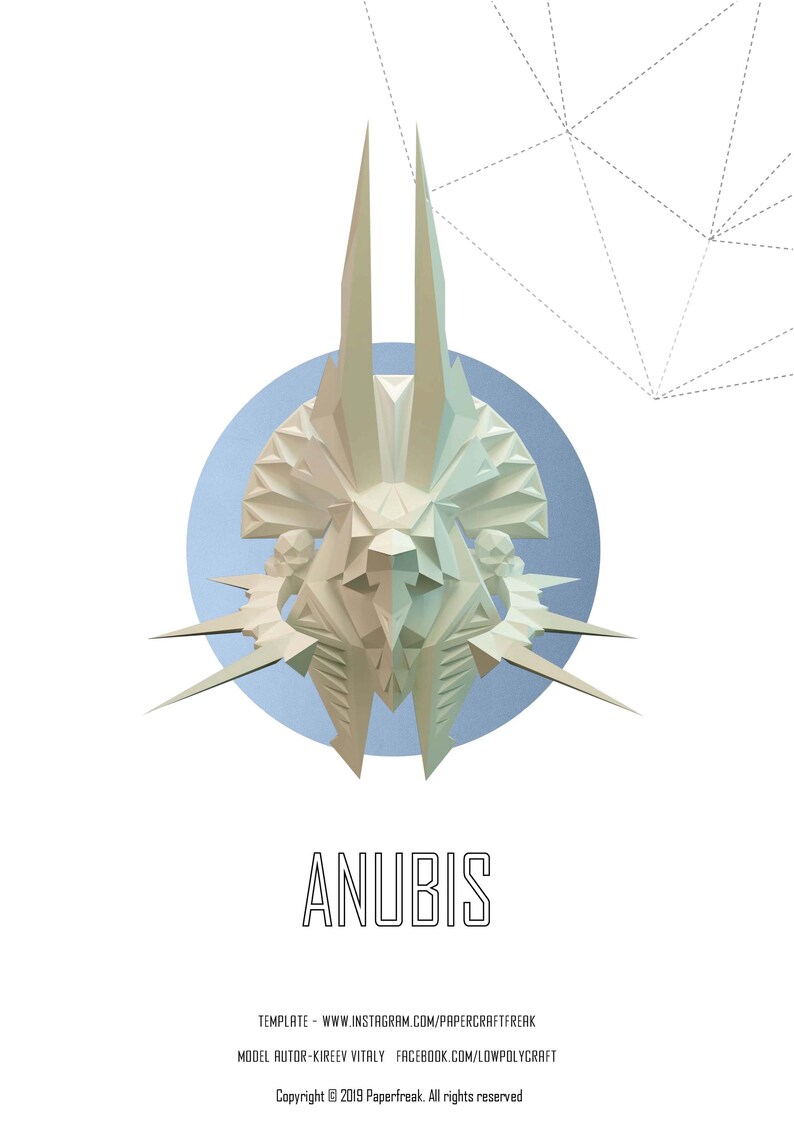 Papercraft 3D ANUBIS HEAD God of Egypt Pepakura Pdf Template Art Low ...