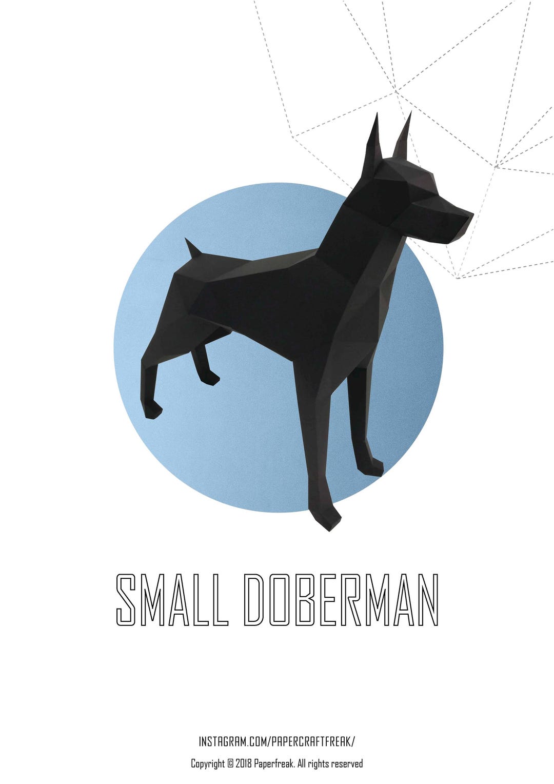 Papercraft 3D DOBERMAN SMALL Figure Pepakura Pdf Template Low Polygonal ...
