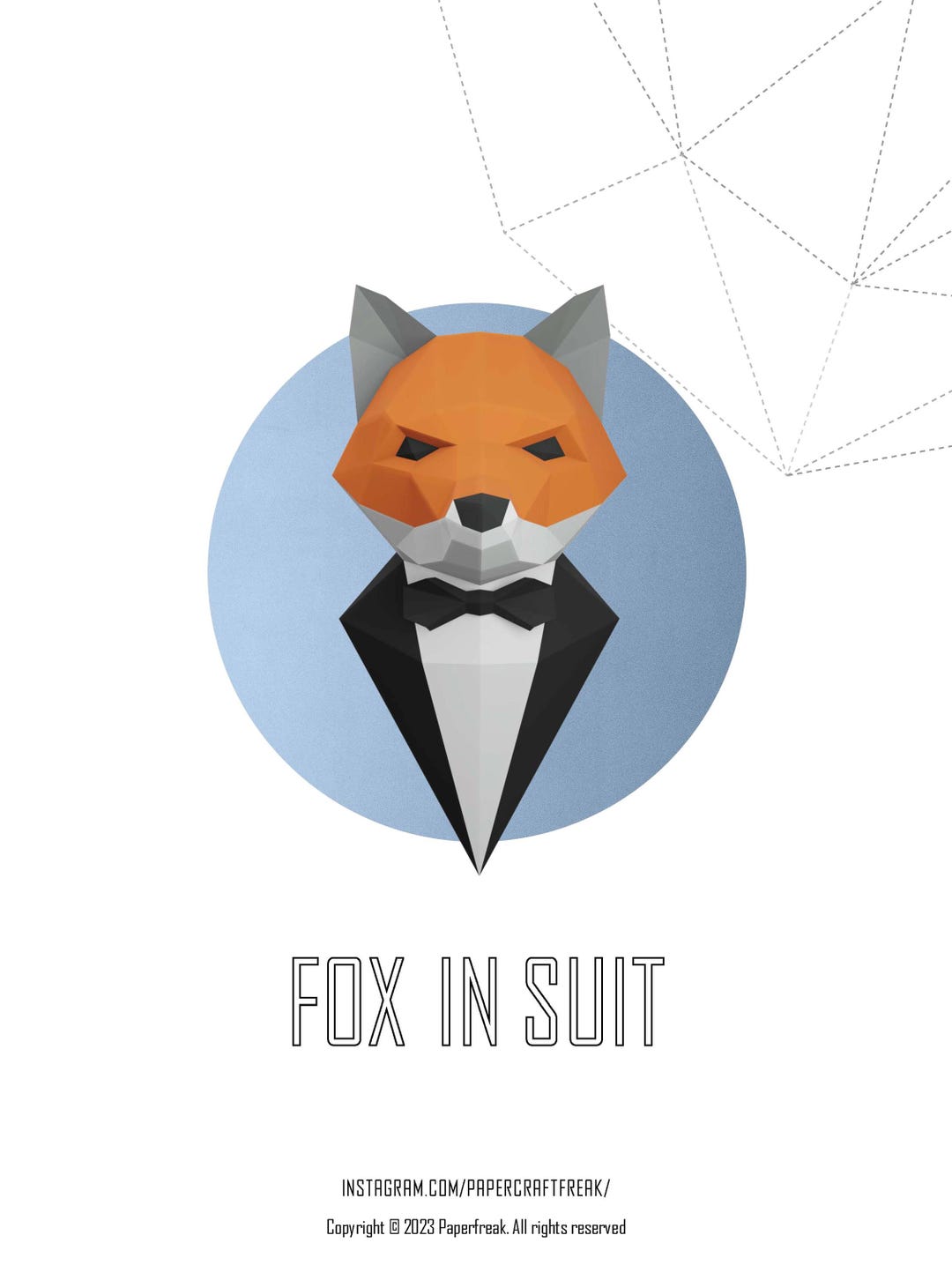 Papercraft 3D FOX IN SUIT Pepakura Low Poly Paper Sculpture Decor Foxy ...