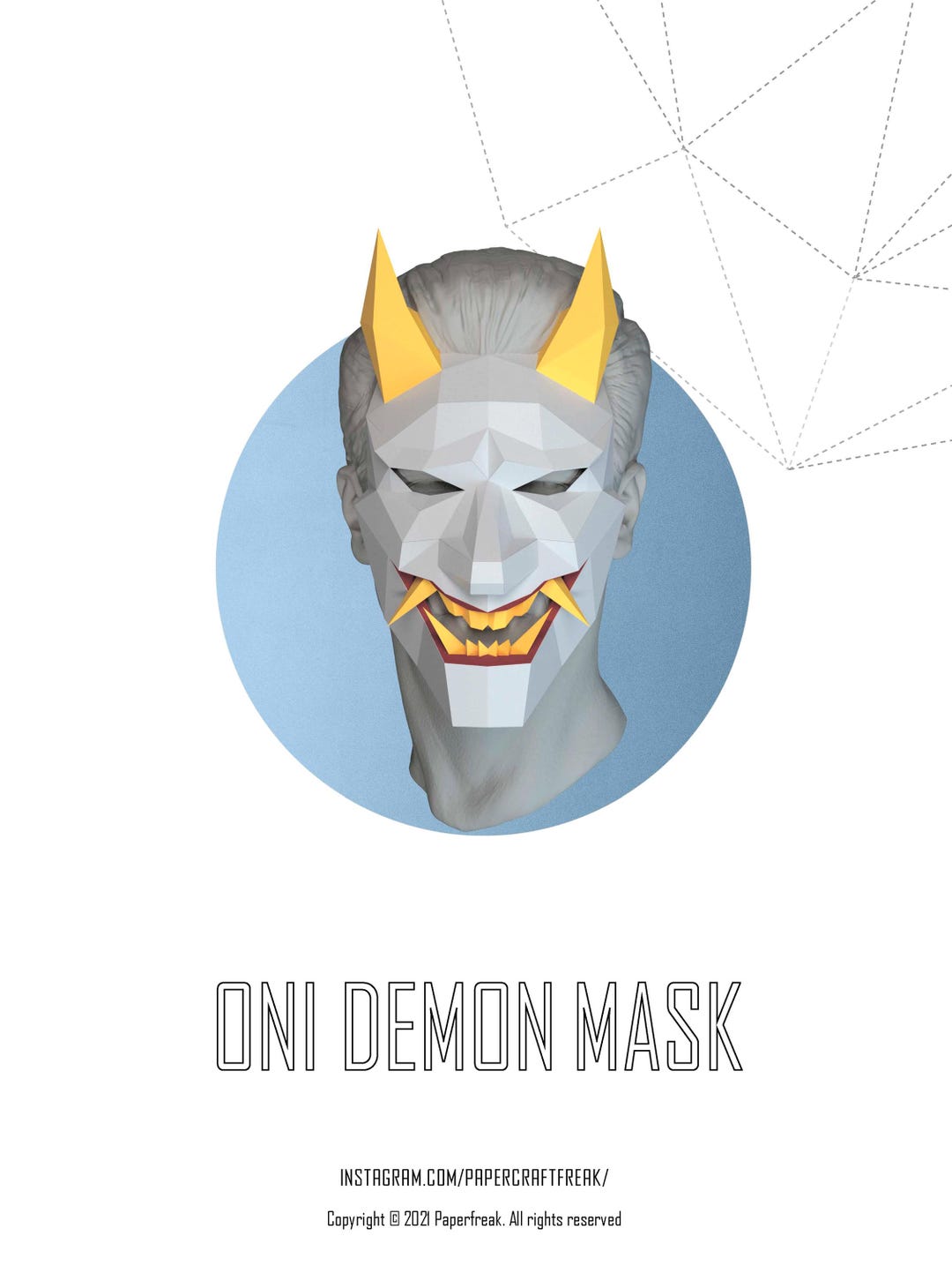 Papercraft 3D DEMON ONI MASK Hannya Japanese Devil Samurai Halloween ...