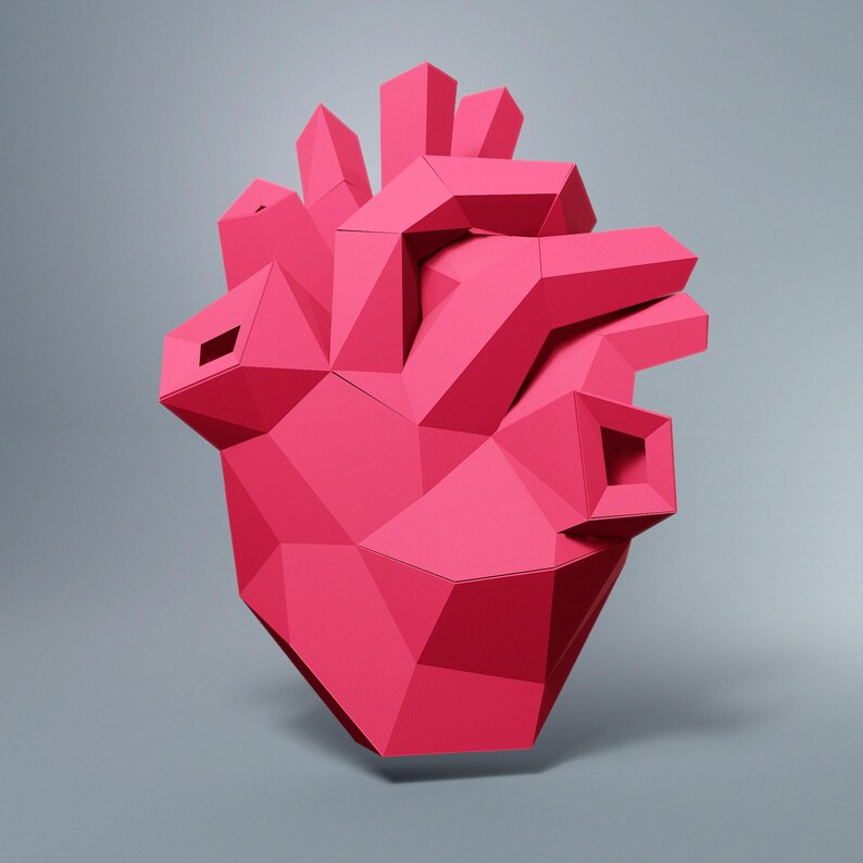 Papercraft 3D REAL ANATOMICAL HEART Pepakura Pdf Template Low Polygonal ...