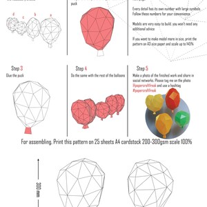 Papercraft 3D 4 BALLOONS + Wall Bonus Pepakura Pdf Template Low ...