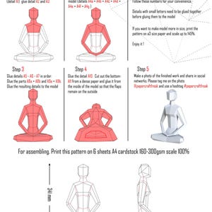 Papercraft 3D YOGA GIRLS Vipassana Meditation Templates 4 Version ...