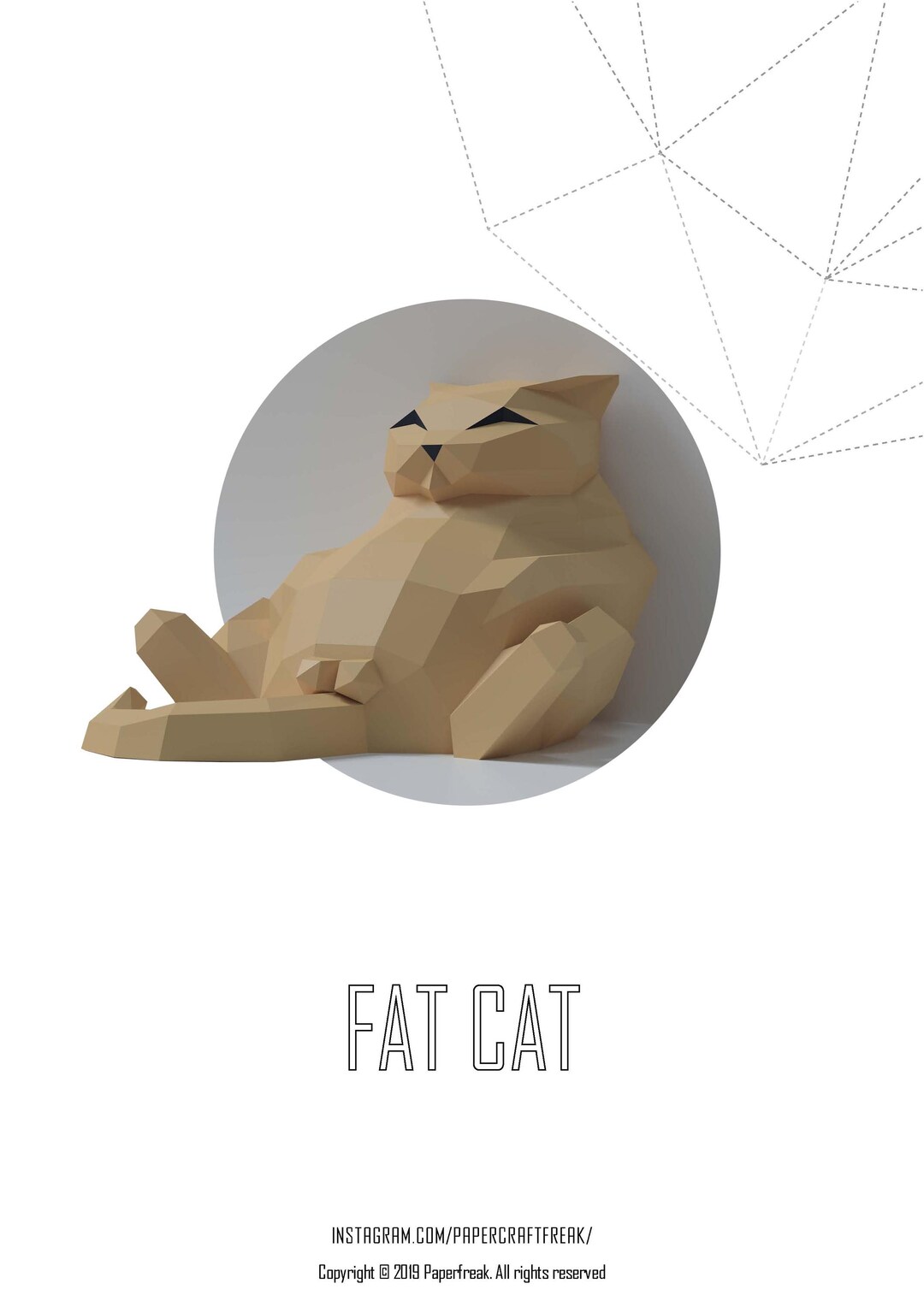 Papercraft 3D FAT CAT With Balls Sculpture Pepakura Gift Cat Lover Low ...