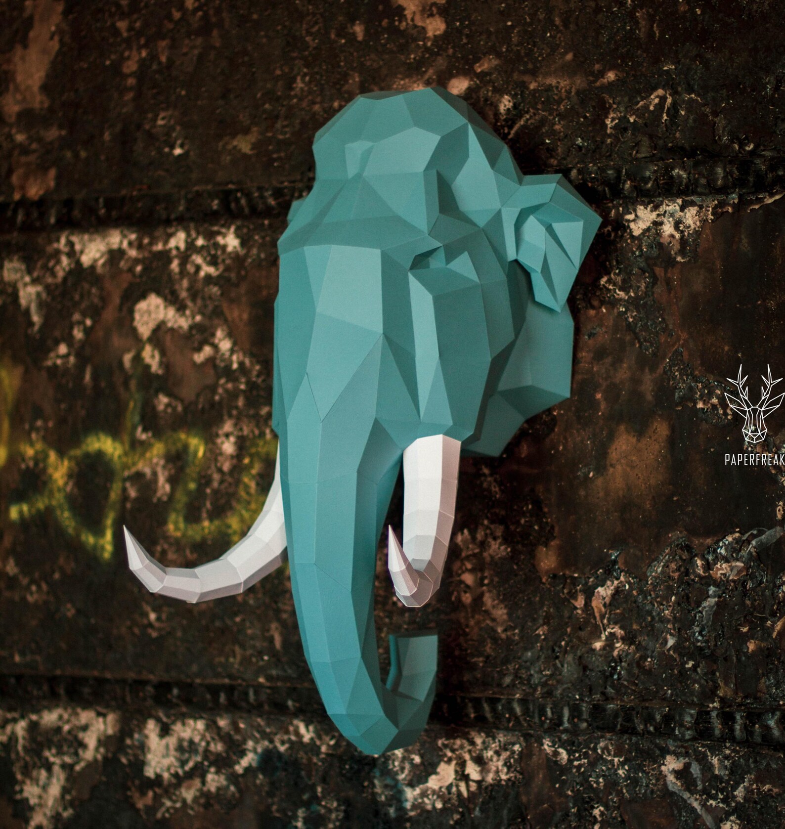 Papercraft 3D MAMMOTH HEAD Woolly Elephant Pepakura Low Poly Paper ...
