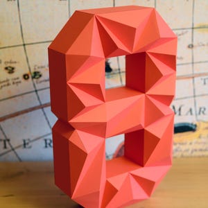 Papercraft 3D EIGHT 8 NUMBER Birthday Party Decor Pepakura Low Poly ...