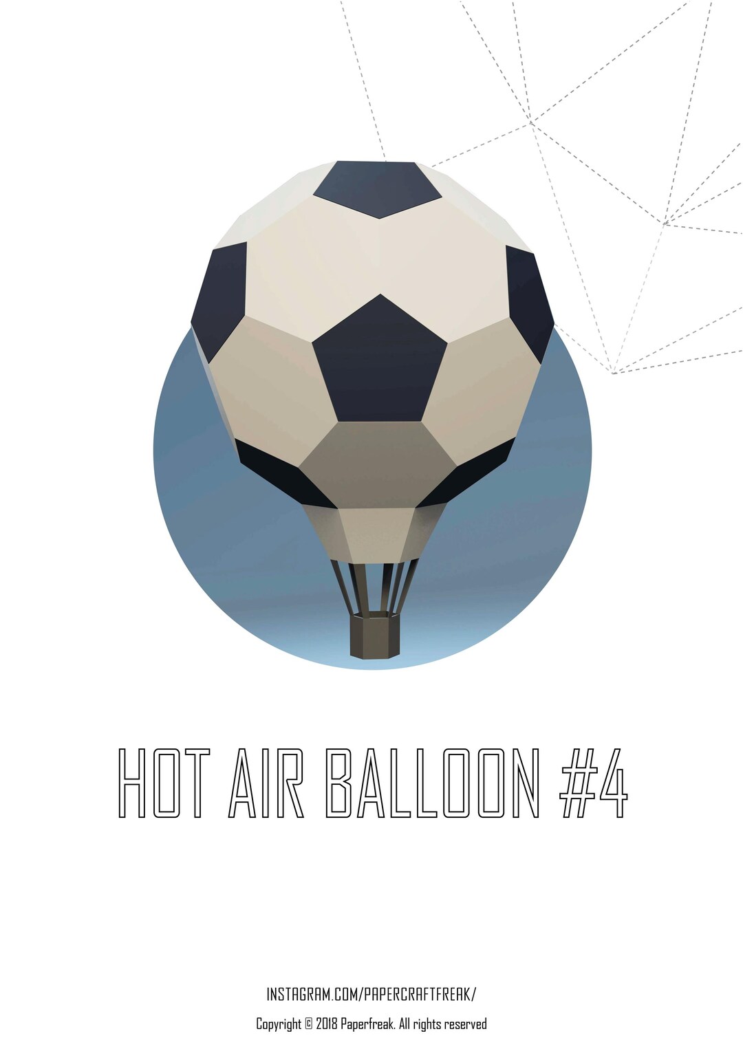 Papercraft 3D HOT AIR BALLOON #4 Pepakura Low Poly Paper Sculpture Diy ...