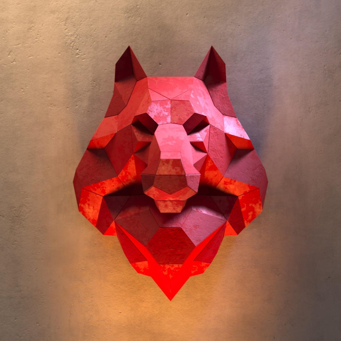 Papercraft 3D WOLF HEAD New Low Poly Paper Sculpture Diy Gift Decor for ...