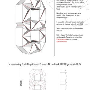 Papercraft 3D EIGHT 8 NUMBER Birthday Party Decor Pepakura Low Poly ...