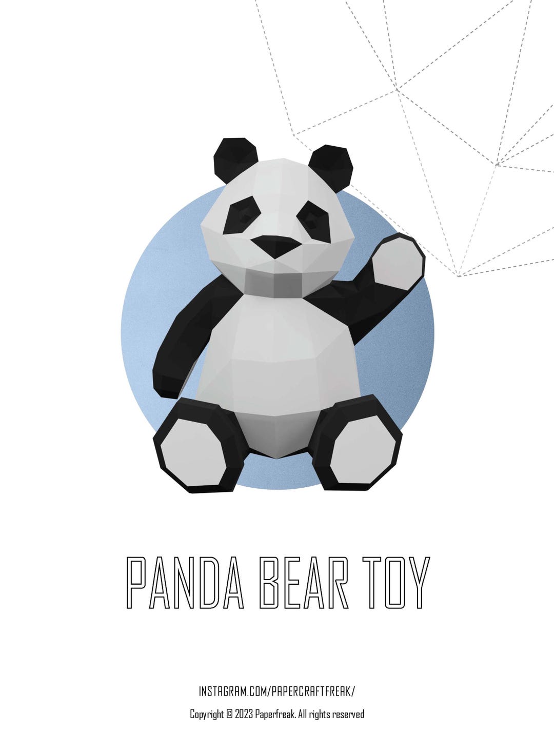 Papercraft 3D PANDA BEAR TOY Figure Pepakura Low Poly Paper Sculpture ...