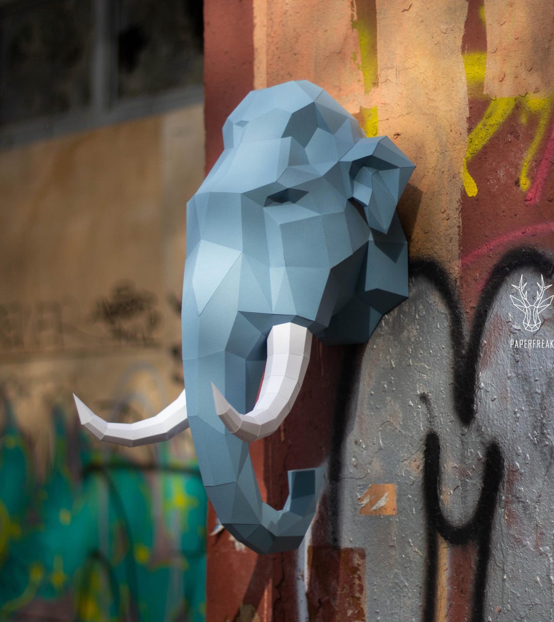 Papercraft 3D MAMMOTH HEAD Woolly Elephant Pepakura Low Poly Paper ...