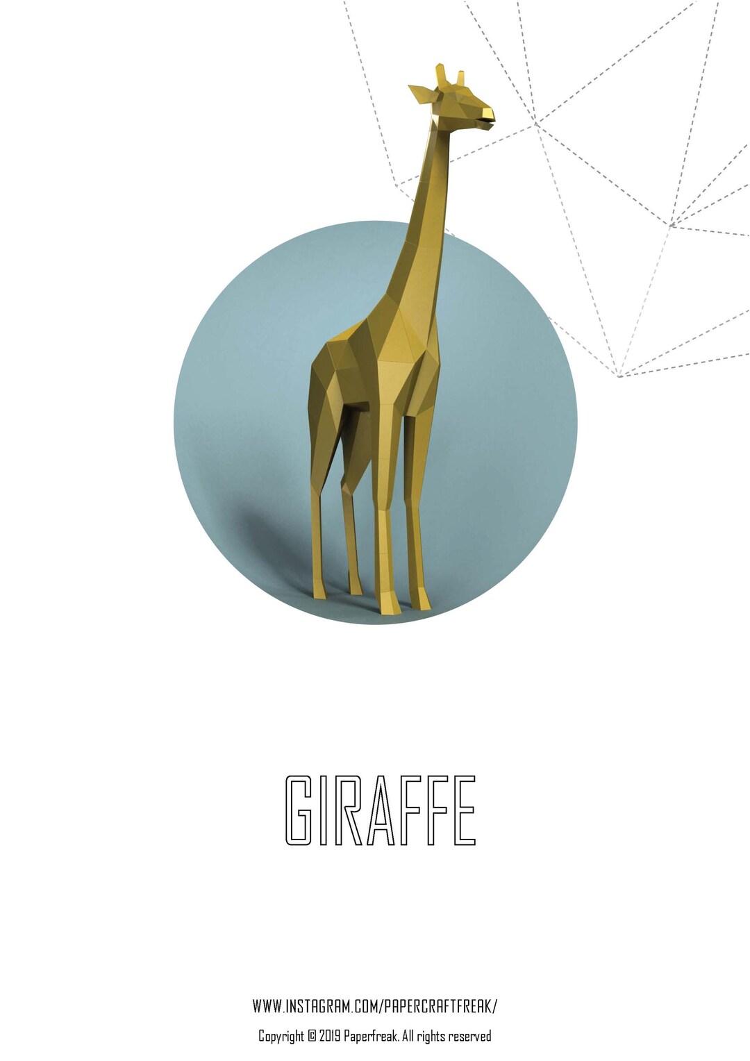 Papercraft 3D GIRAFFE FIGURE Pepakura Low Poly Paper Sculpture DIY Gift ...