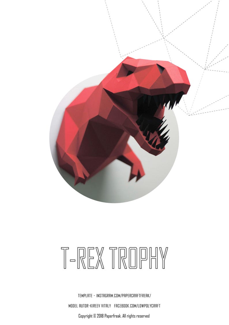 Papercraft 3d DINOSAUR Pack T-rex Triceratops Raptor Tyrannosaur Low ...