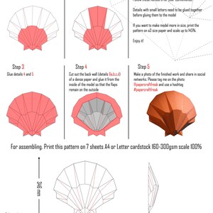 Papercraft 3d SHELL #1 Pepakura Sea Creatures Paperfreak Low Poly ...