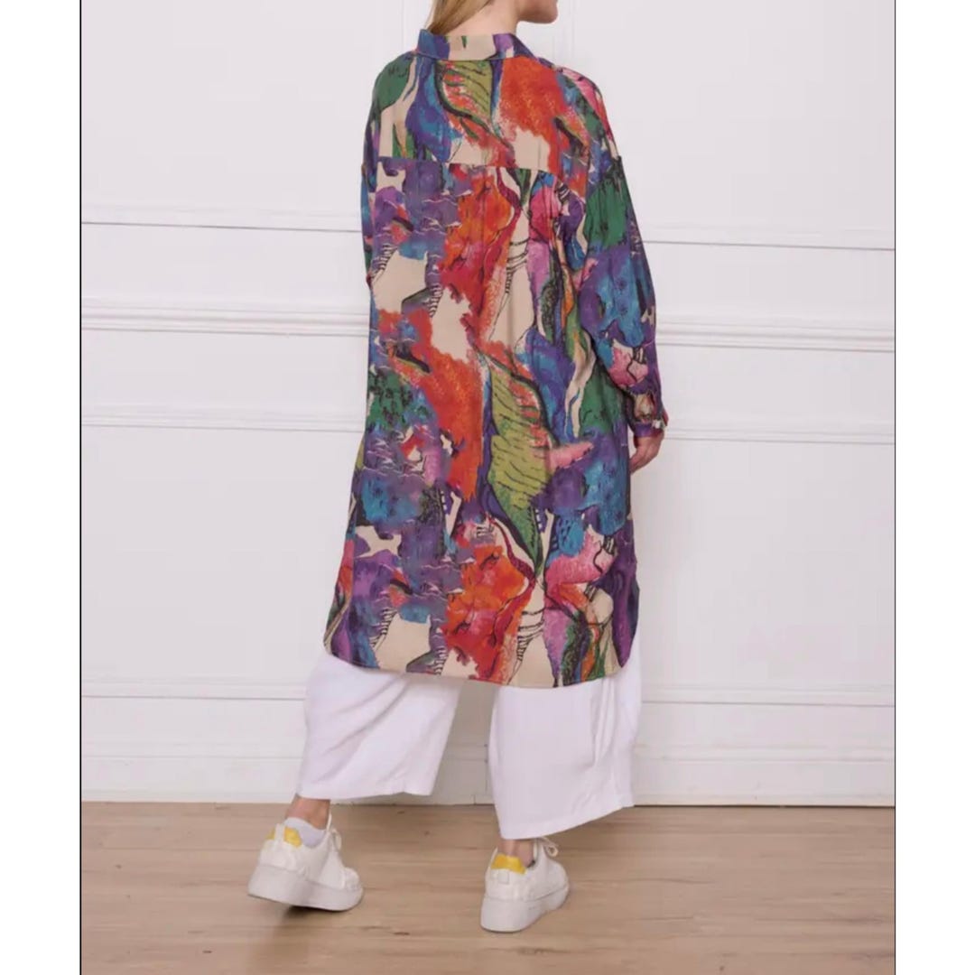 Plus Size Duster Shirt Dress, Plus Size Curvy Rayon Asymmetric Shirt ...