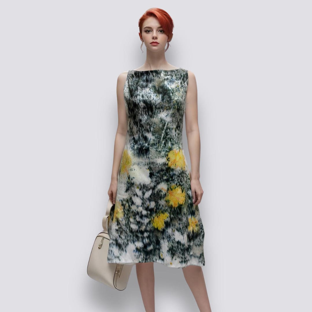 Sprinkle Dyed and Hand Painted Dupioni Silk Origami Dress With Pockets ...
