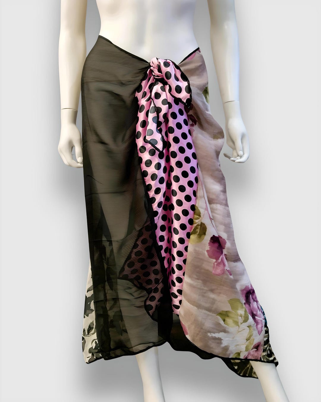 ETHEREAL VERSATILITY Wrap Skirt/dress of Upcycled Fabrics and Scarves ...