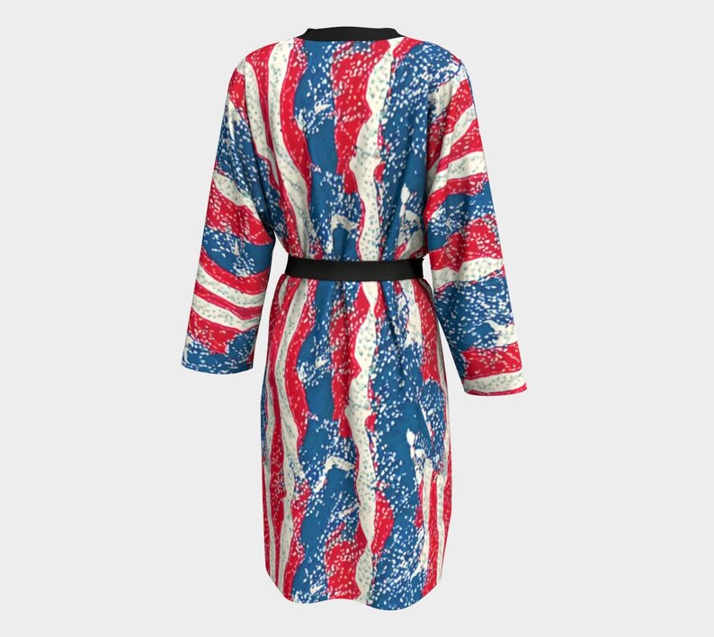American Flag Robe Patriotic Flag Dressing Gown Pure Silk Bridesmaid ...