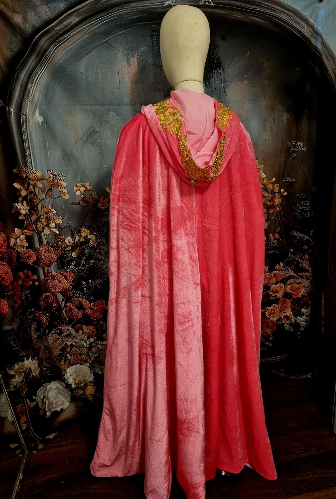 Custom Pink Velvet Hooded Bridal Robe, Romantic Regency Cloak, Even ...