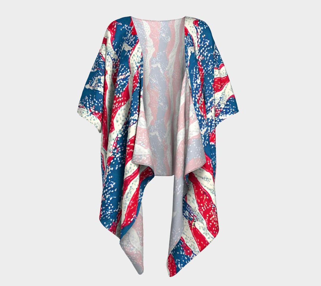 American Flag Draped Kimono Patriotic Flag Dressing Gown Pure Silk ...