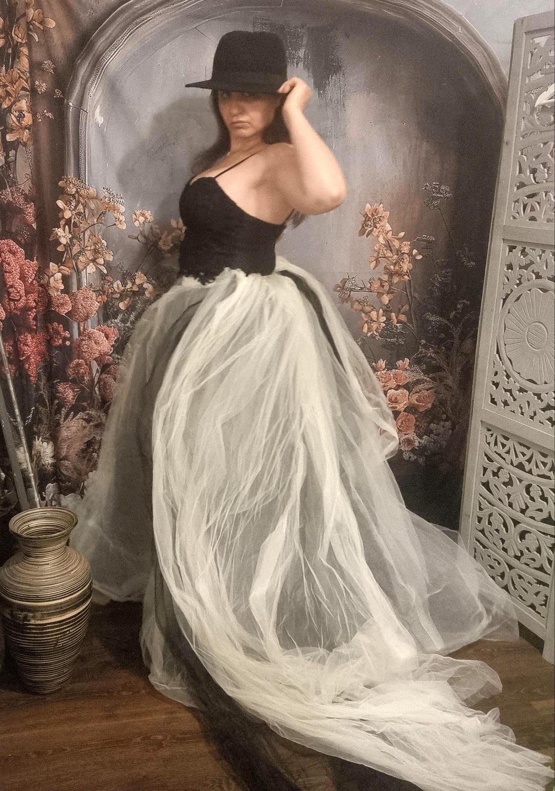 Custom Multi Colored Layered Tulle Puffy Bridal Skirt With Train ...