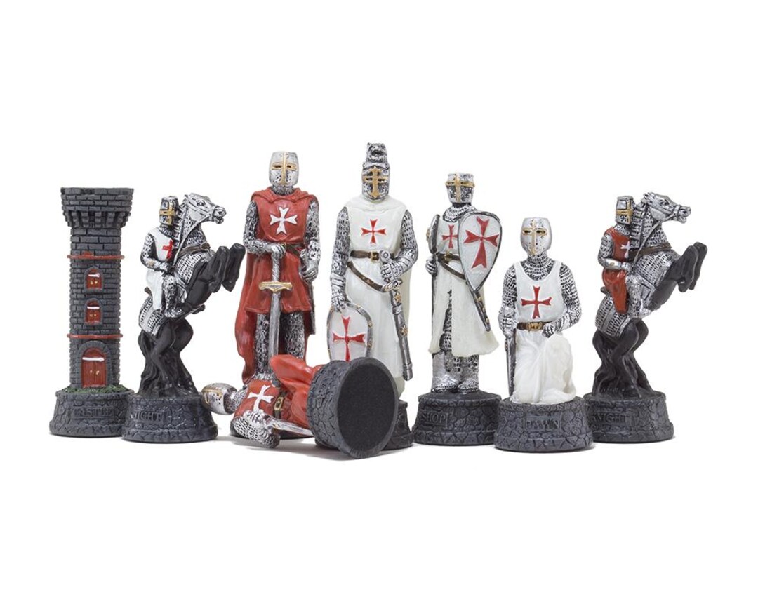Italian Chess Pieces Templars – Hand Painted Resin Set – King 8.5 Cm ...