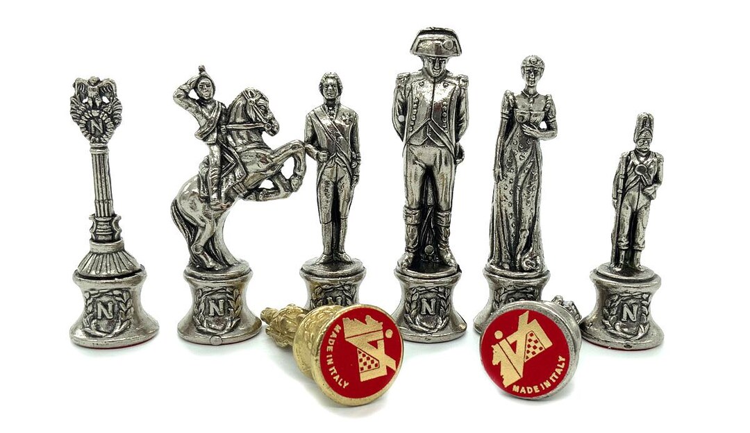Italian Chess Pieces Napoleon – Medium Zinc Brass Nickel Set – King 8.2 ...