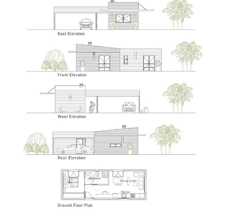 Modern Modüler Tiny House Plan | DWG + PNG | Prefab Small House Design ...