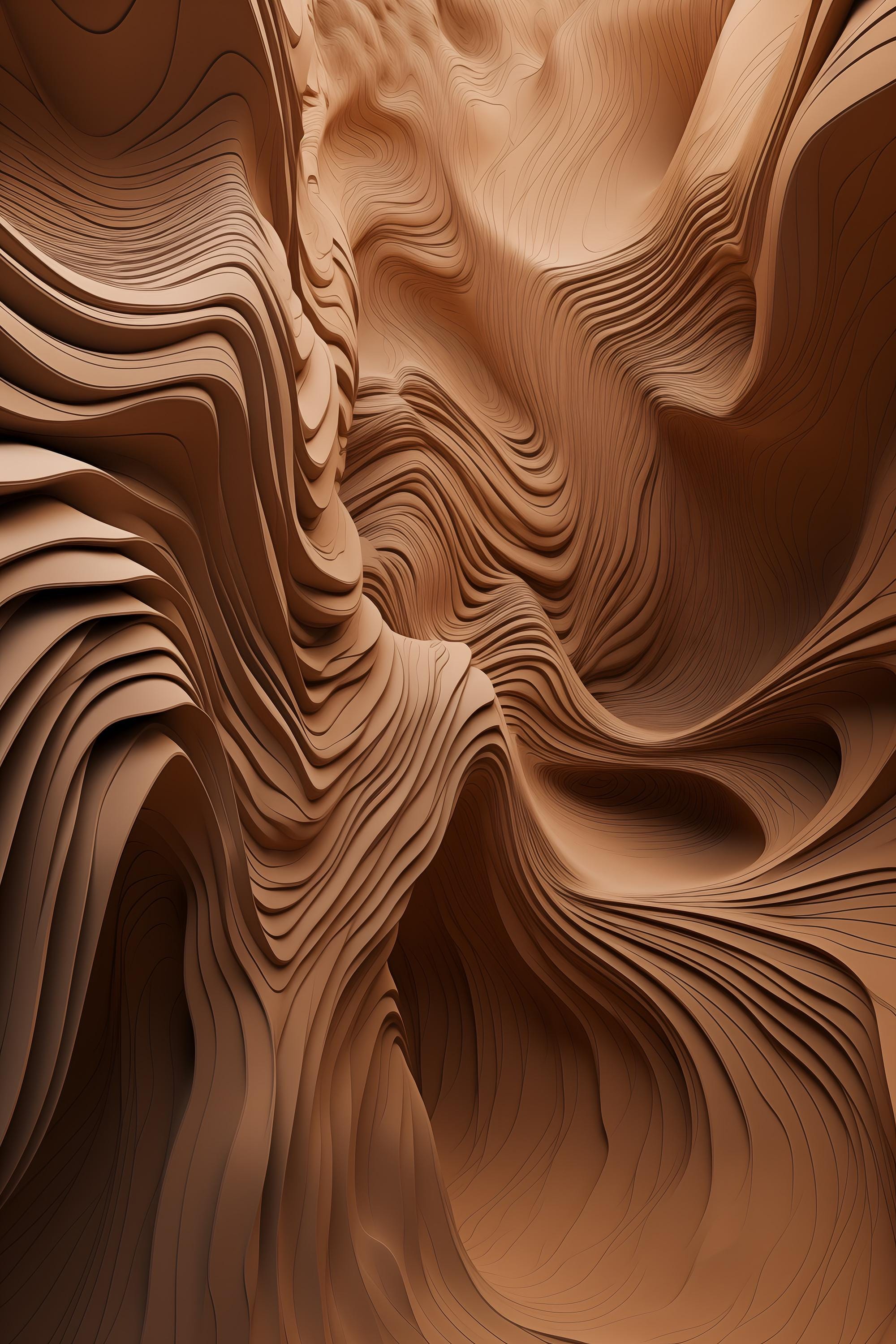 Parametric Wall Art, Sand Dunes Print, Earthy Tones, Nature Poster ...