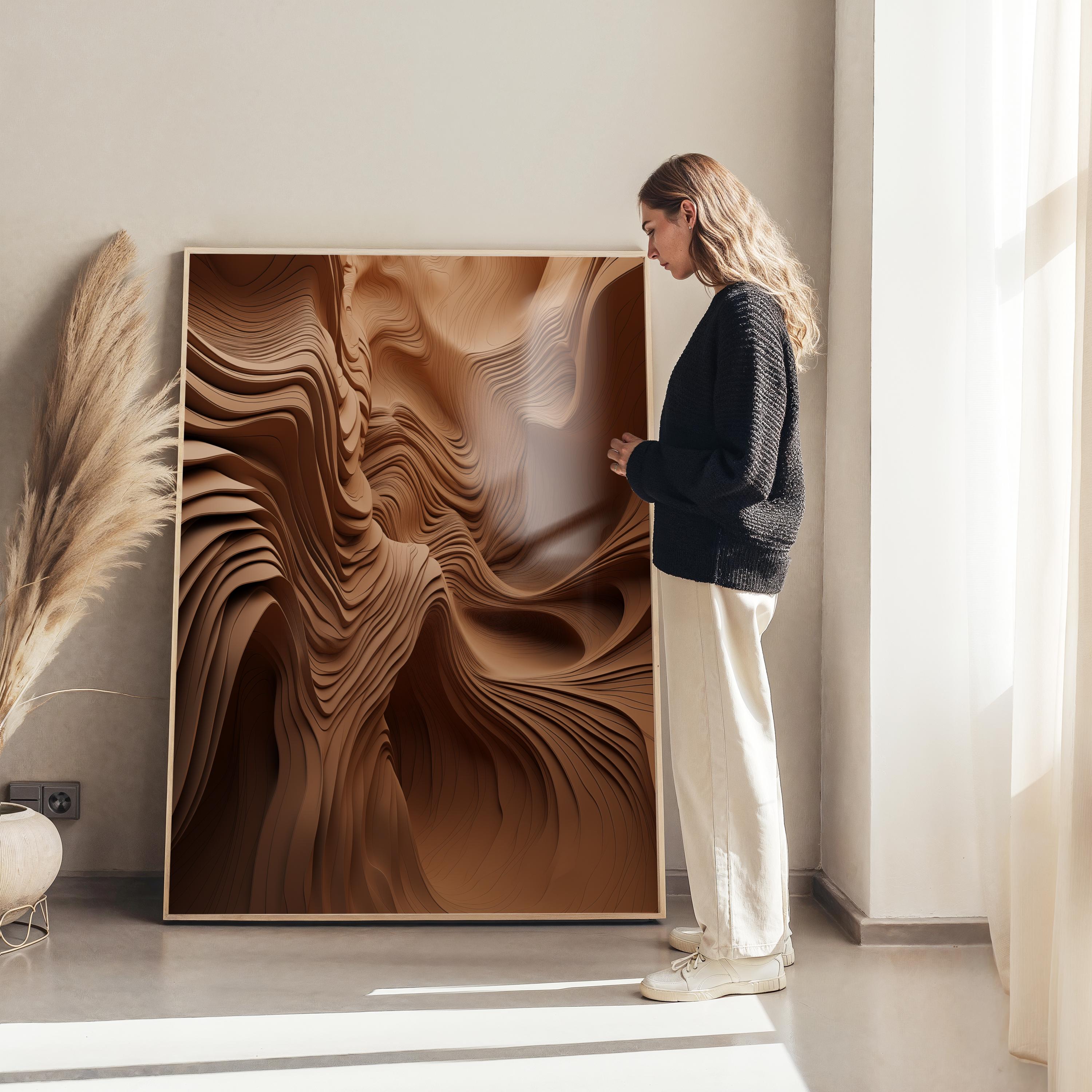 Parametric Wall Art, Sand Dunes Print, Earthy Tones, Nature Poster ...