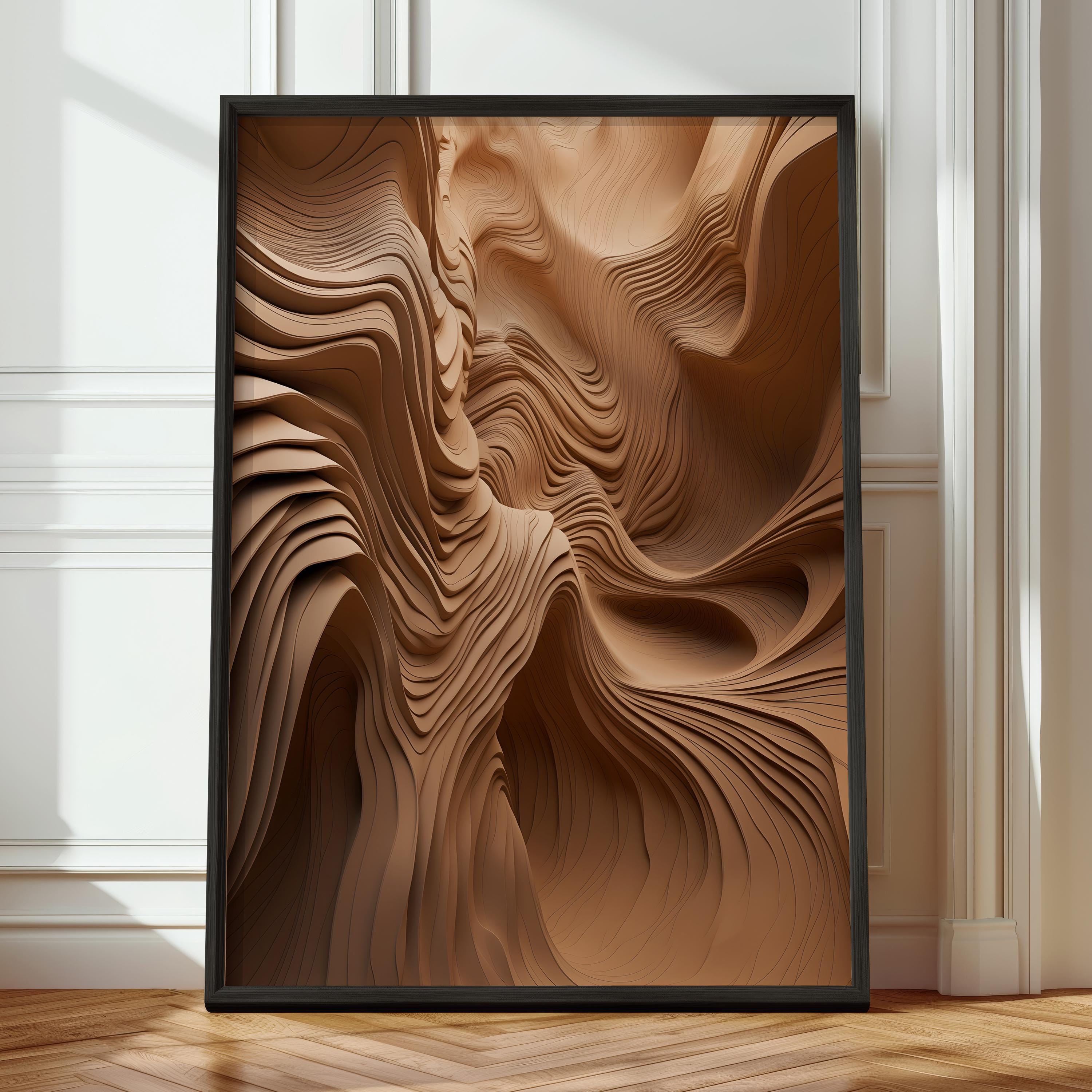 Parametric Wall Art, Sand Dunes Print, Earthy Tones, Nature Poster ...
