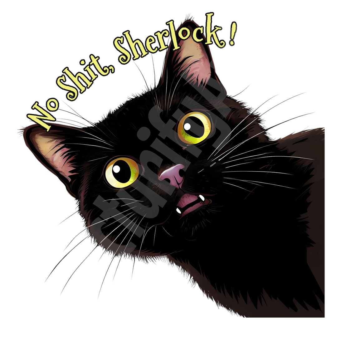 Funny Black Cat Sherlock Holmes PNG - Sarcastic Cat T-shirt Design ...