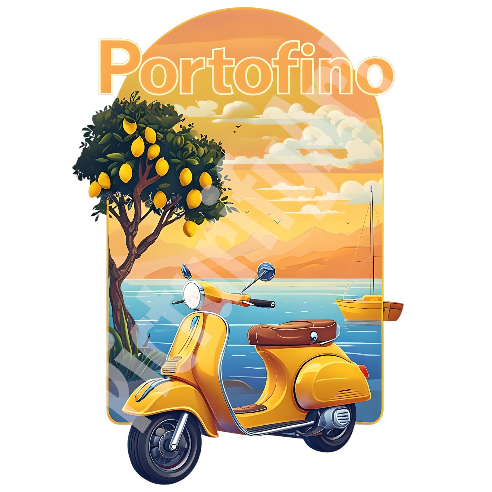 Portofino PNG, Digital File, Portofino Print, Portofino Italy, Lemons ...