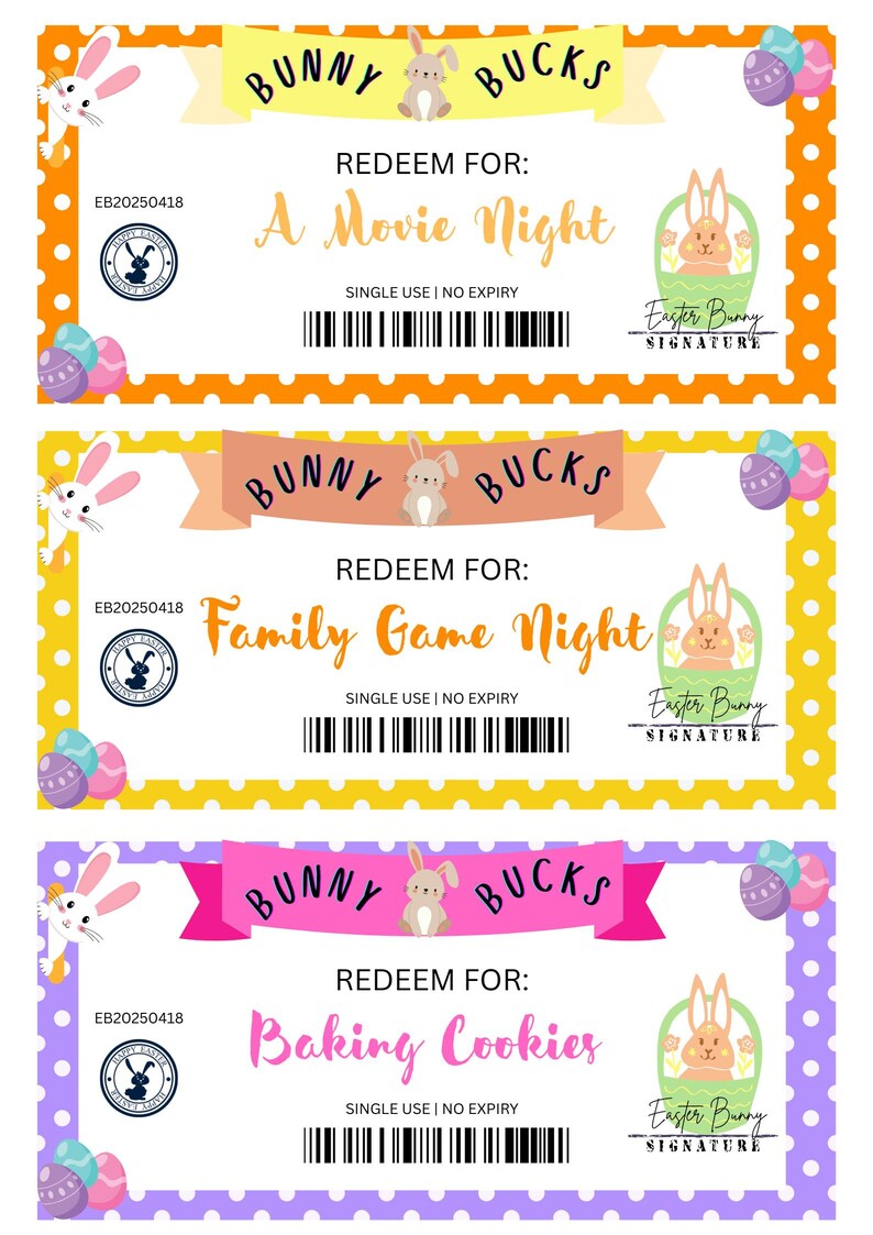 Easter Bunny Bucks, Printable Bucks - Etsy