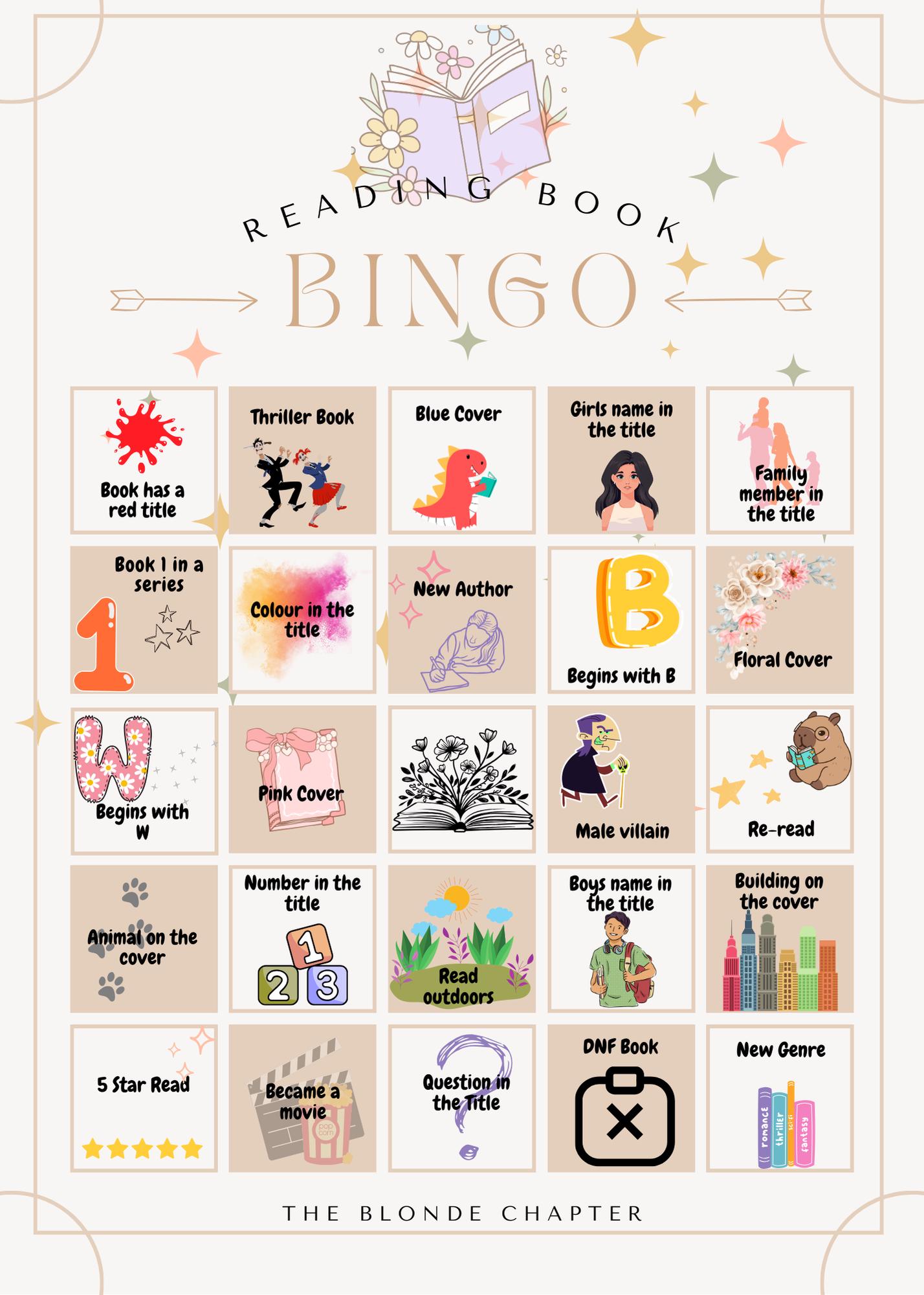Reading Book Bingo Card - Digital Download - Etsy