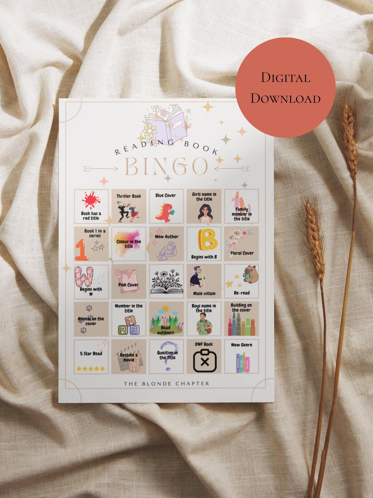 Reading Book Bingo Card - Digital Download - Etsy