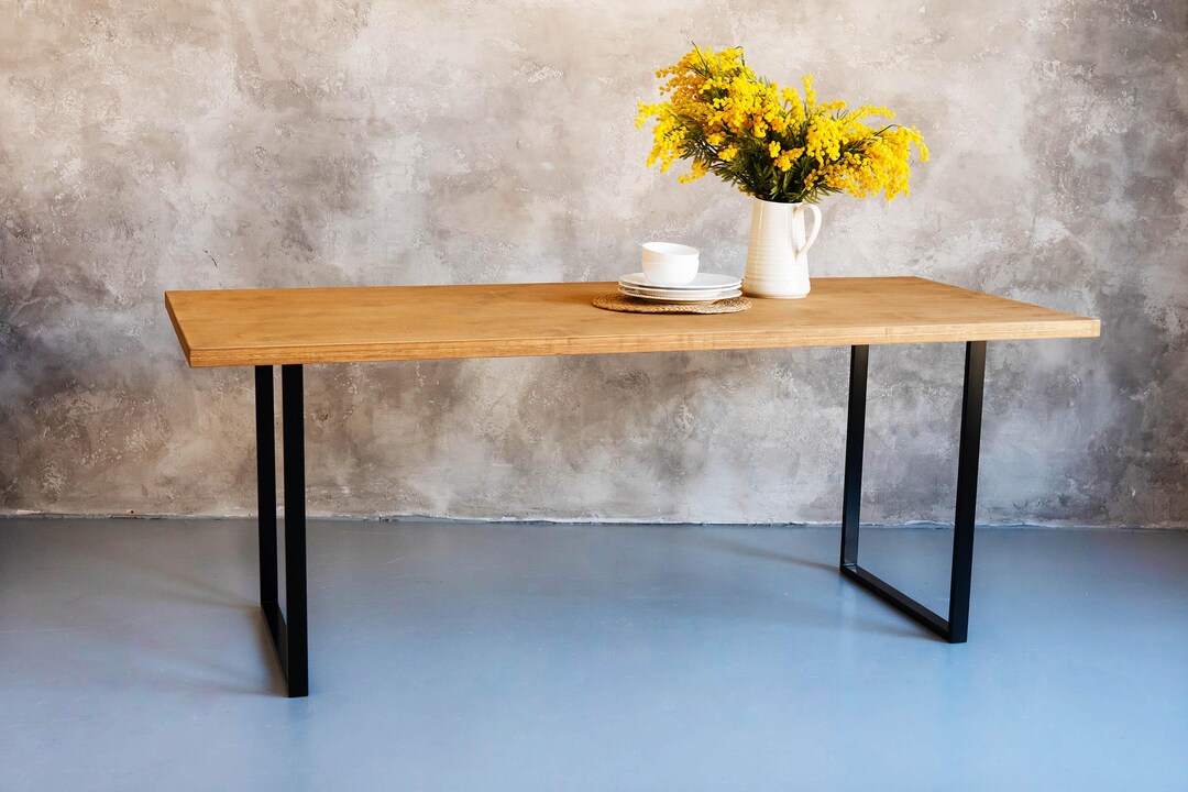 U-shaped Metal Table Legs, Black Steel Furniture Base for Dining or ...