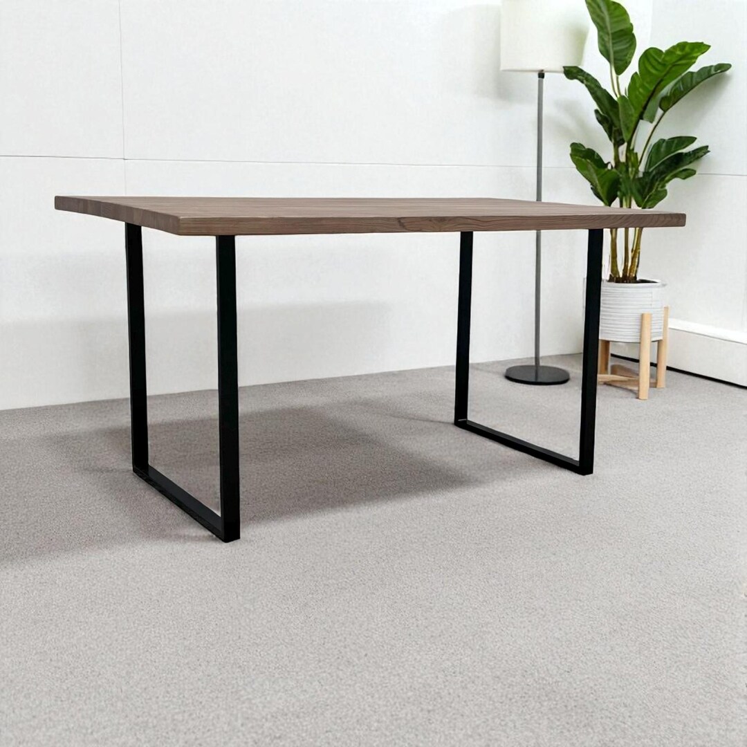 Rectangular Metal Table Legs (set of 2), Black Steel Frame Base for ...