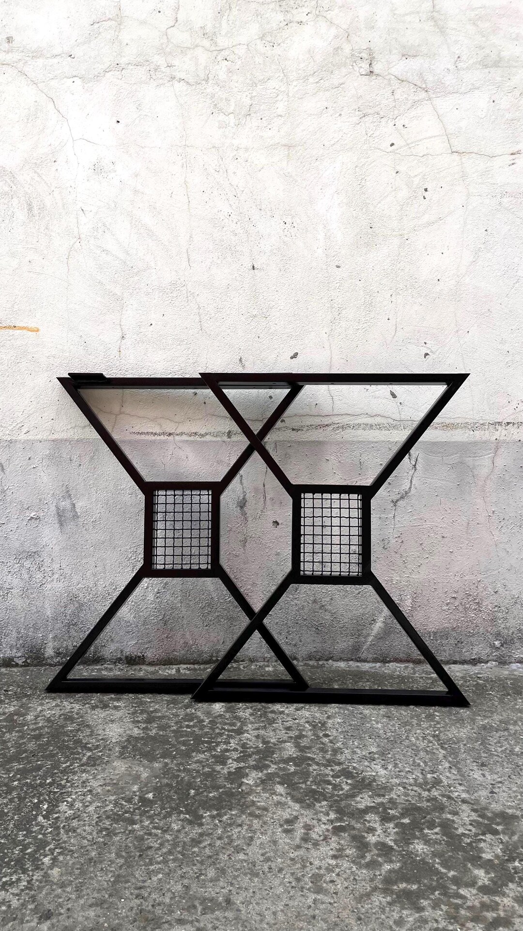 Black Steel Geometric Table Legs, Heavy Duty Diamond Frame Base for ...