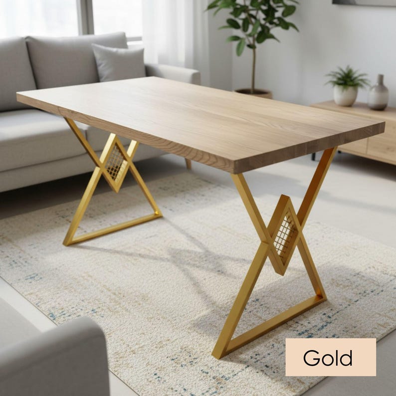 Gold Metal Table Legs - Modern X Frame Table Base, Handmade Steel Legs ...