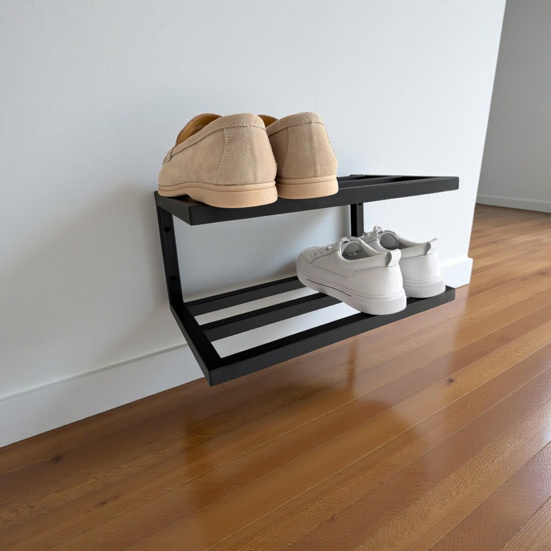 Wall Mounted Shoe Rack, Metal Shoe Shelf for Entryway, Space Saving ...