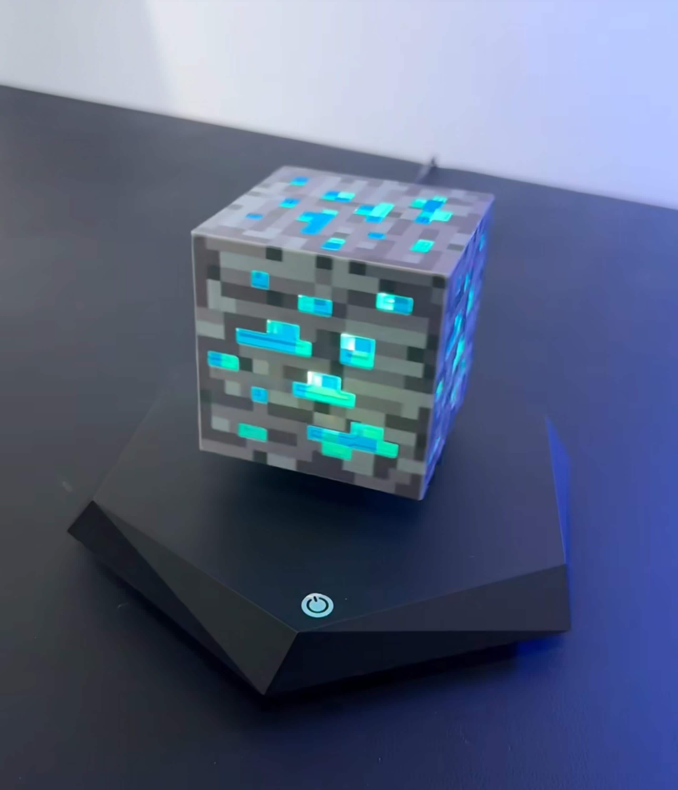 Magnetic Levitating Glowing Minecraft Inspired Cube | Gamer Desk Decor ...