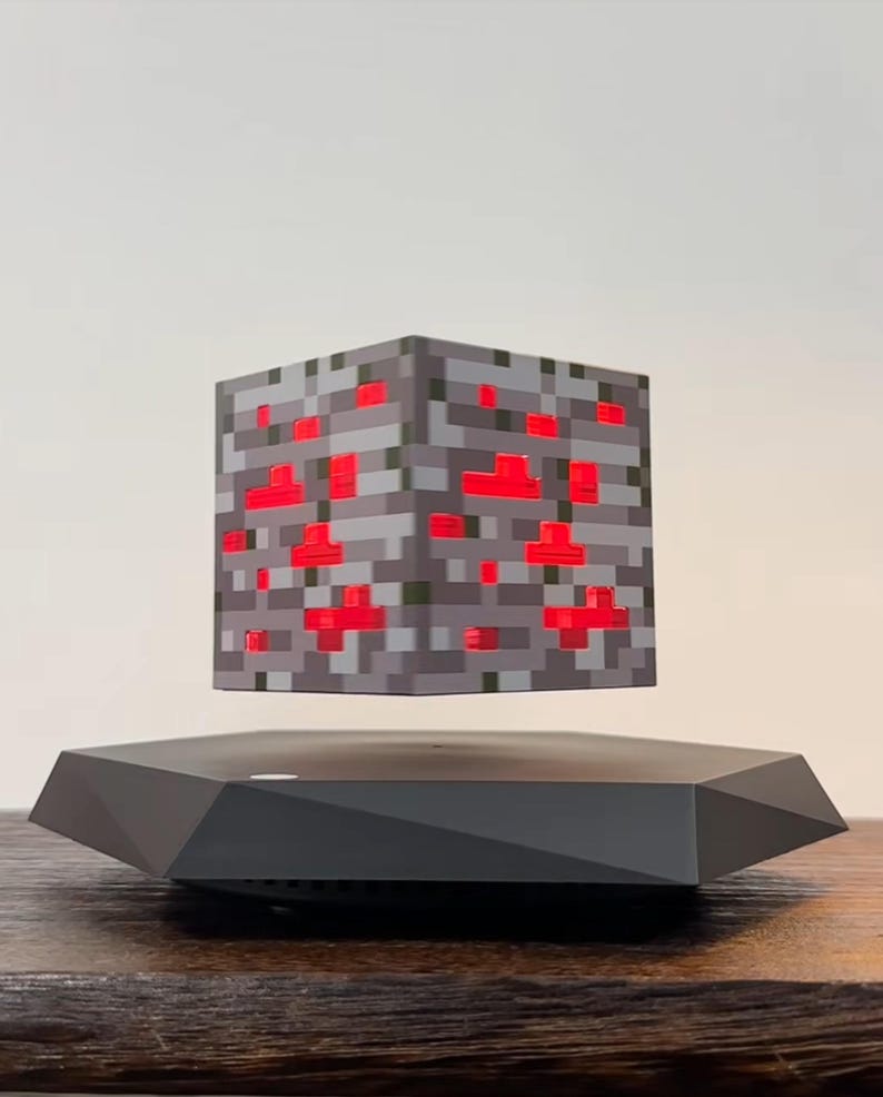 Magnetic Levitating Glowing Minecraft Inspired Cube | Gamer Desk Decor ...