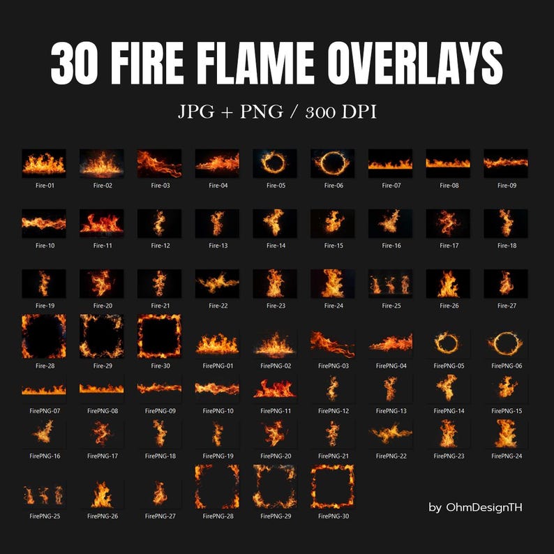 30 Fire Overlays , Fire Flame Overlays, Fire Effects,realistic Fire ...