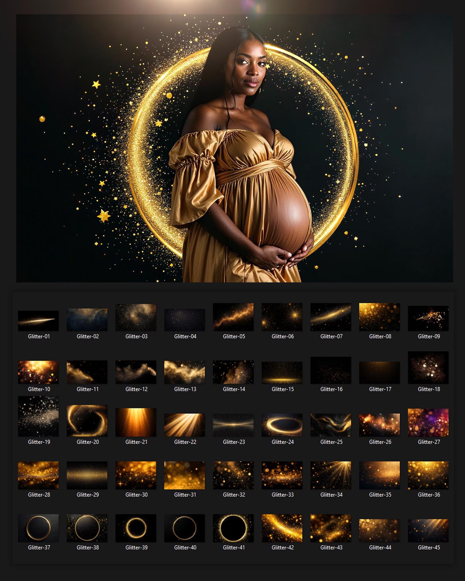 Gold Glitter Overlays: Sparkle Bokeh Effect for Photoshop (digital ...