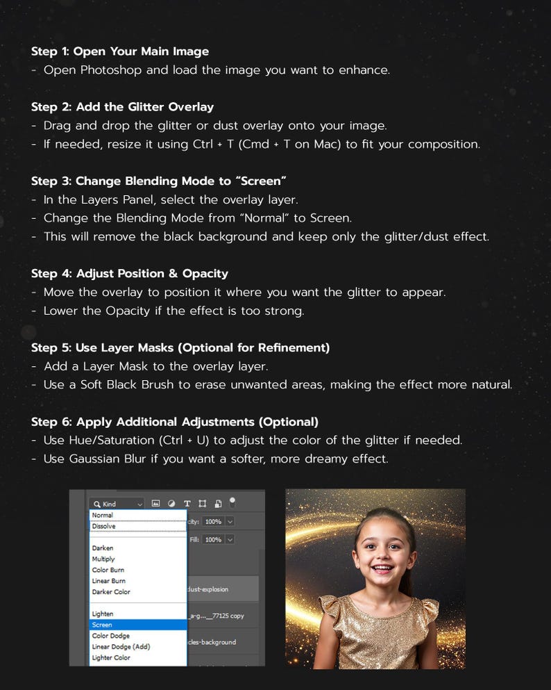 Gold Glitter Overlays: Sparkle Bokeh Effect for Photoshop (digital ...