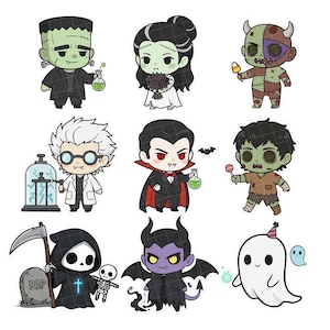 Kawaii Halloween Clipart Bundle: 44 Spooky Cartoon Characters (PNG, AI ...